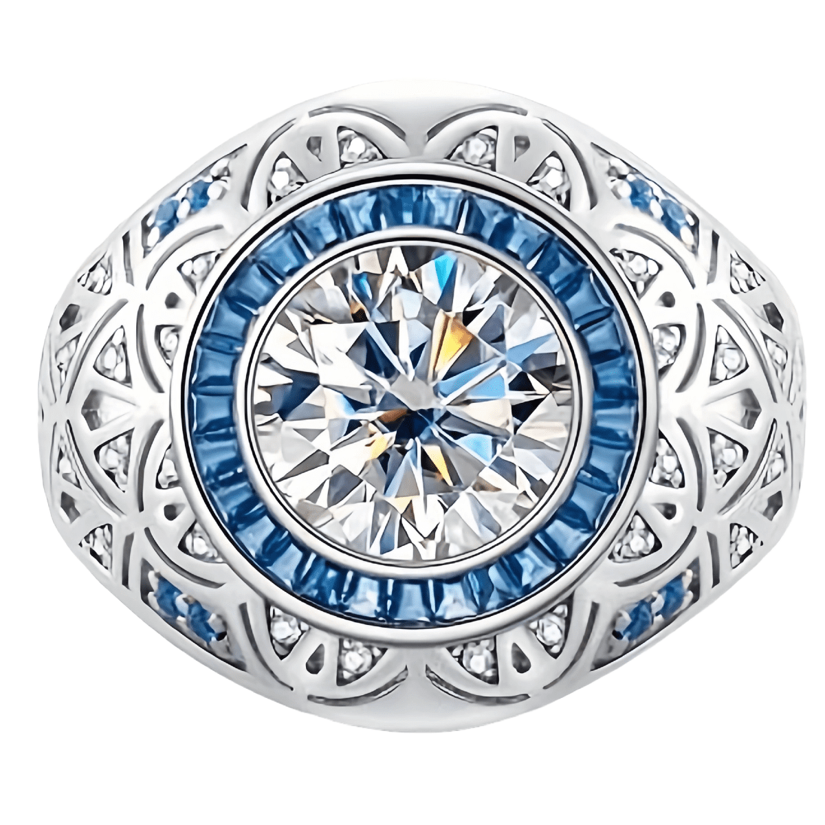 Lyee Cyee 3 Carat Moissanite Ring Retro Design Palace Series 925 Sterling Silver Hip Hop Style ...