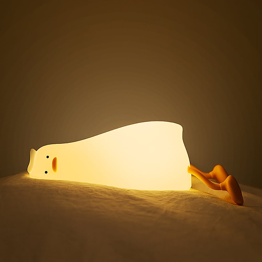 Lying Flat Duck Night Light Cute Animal Silicone LED Lamp Kids Bedroom ...