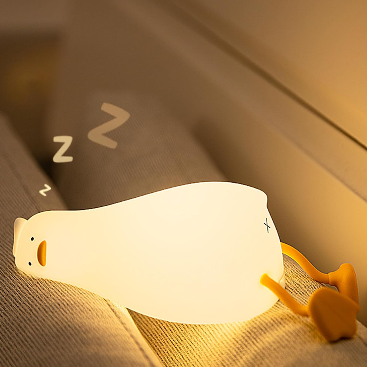 Lying Flat Duck Night Light, Cute Silicone Duck Lamp, LED Nursery ...