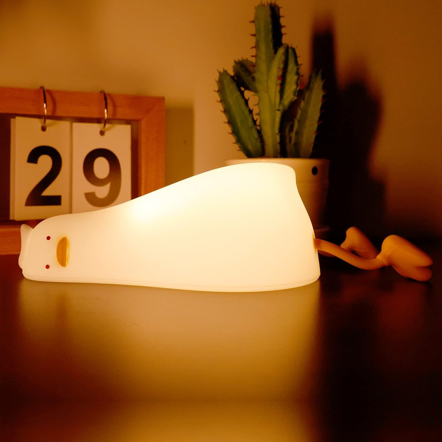 Lying Flat Duck Night Light – Dimmable Silicone Duck Lamp with Timer ...