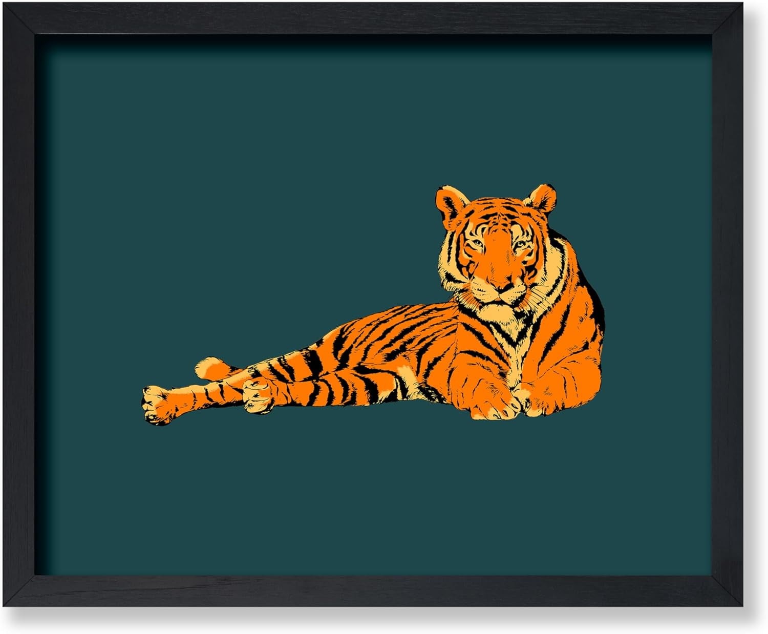 Lying Tiger Poster - Retro Tiger Portrait Print - Tiger Art - Groovy ...