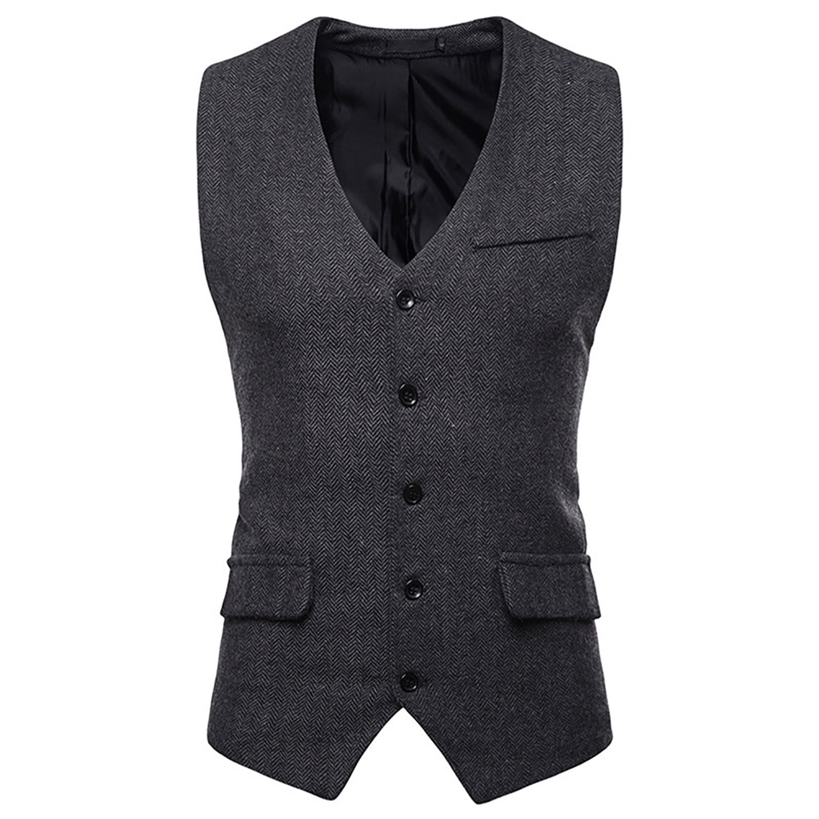 Lyinloo Men's Autumn Winter Formal Bussiness Tuxedo Suit Waistcoat Vest ...