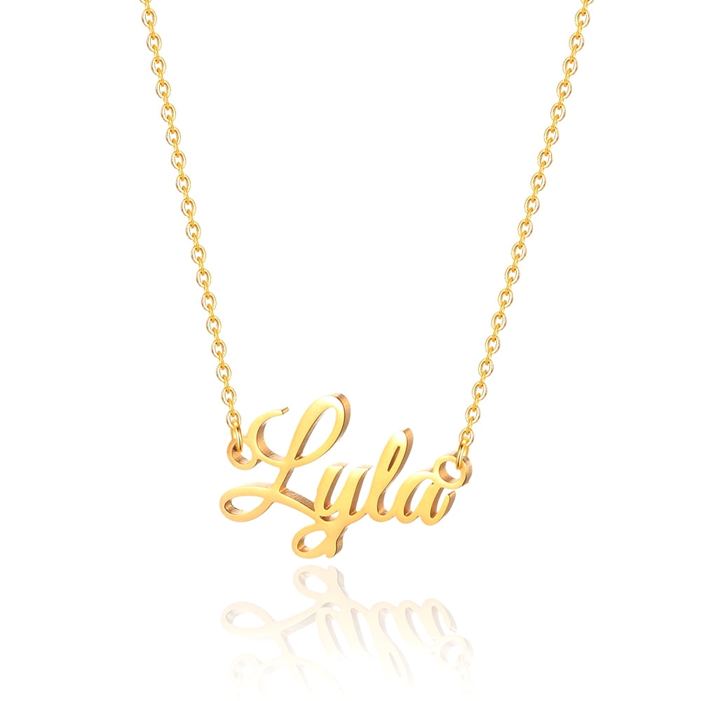 Lyla Name Necklace Personalized, Gold Plated Custom Name Necklace Charm ...