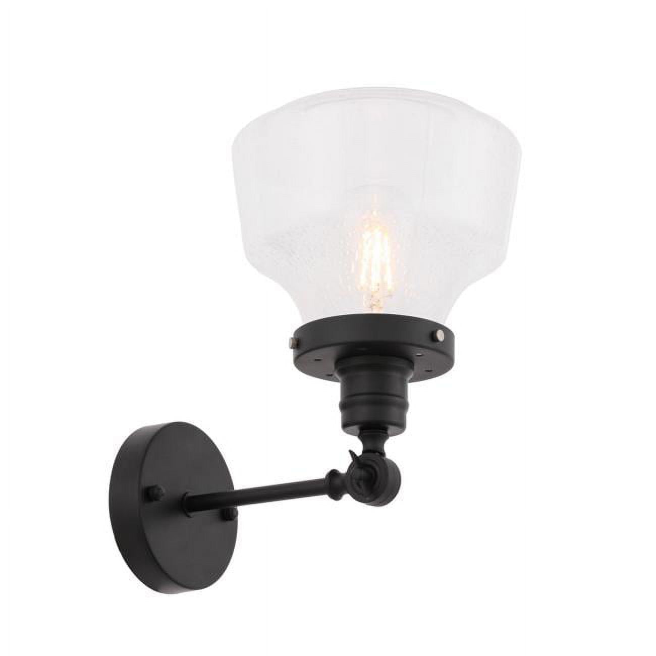 Living District Lyle 1 light Black and Clear seeded glass wall sconce ...