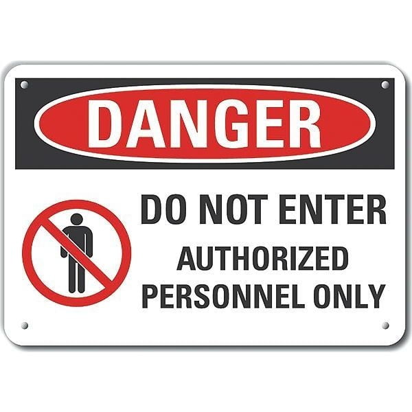 Lyle Auth Personnel Danger Sign,10x14in,Alum LCU4-0197-NA_14X10 ...