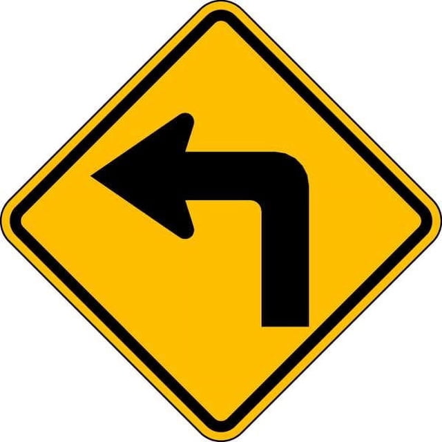 Lyle Left Turn Traffic Sign,12" x 12" W1-1L-12HA - Walmart.com