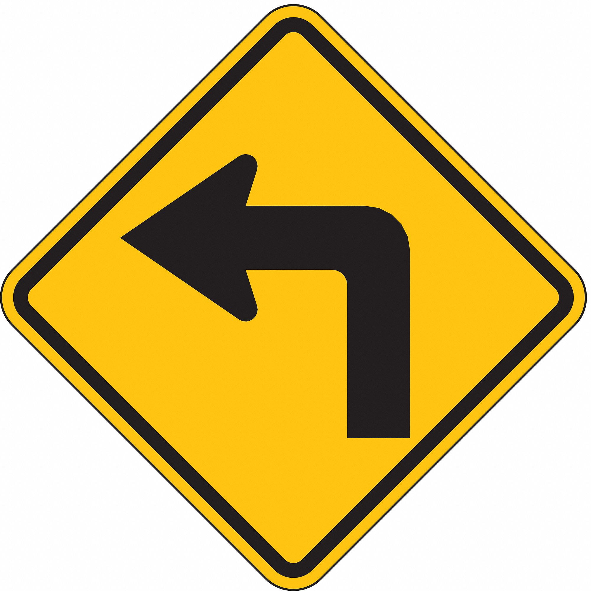 Lyle Left Turn Traffic Sign,12" x 12" W1-1L-12HA - Walmart.com