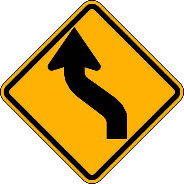 Lyle Reverse Curve left Traffic Sign,12"x12" W1-4L-12HA - Walmart.com