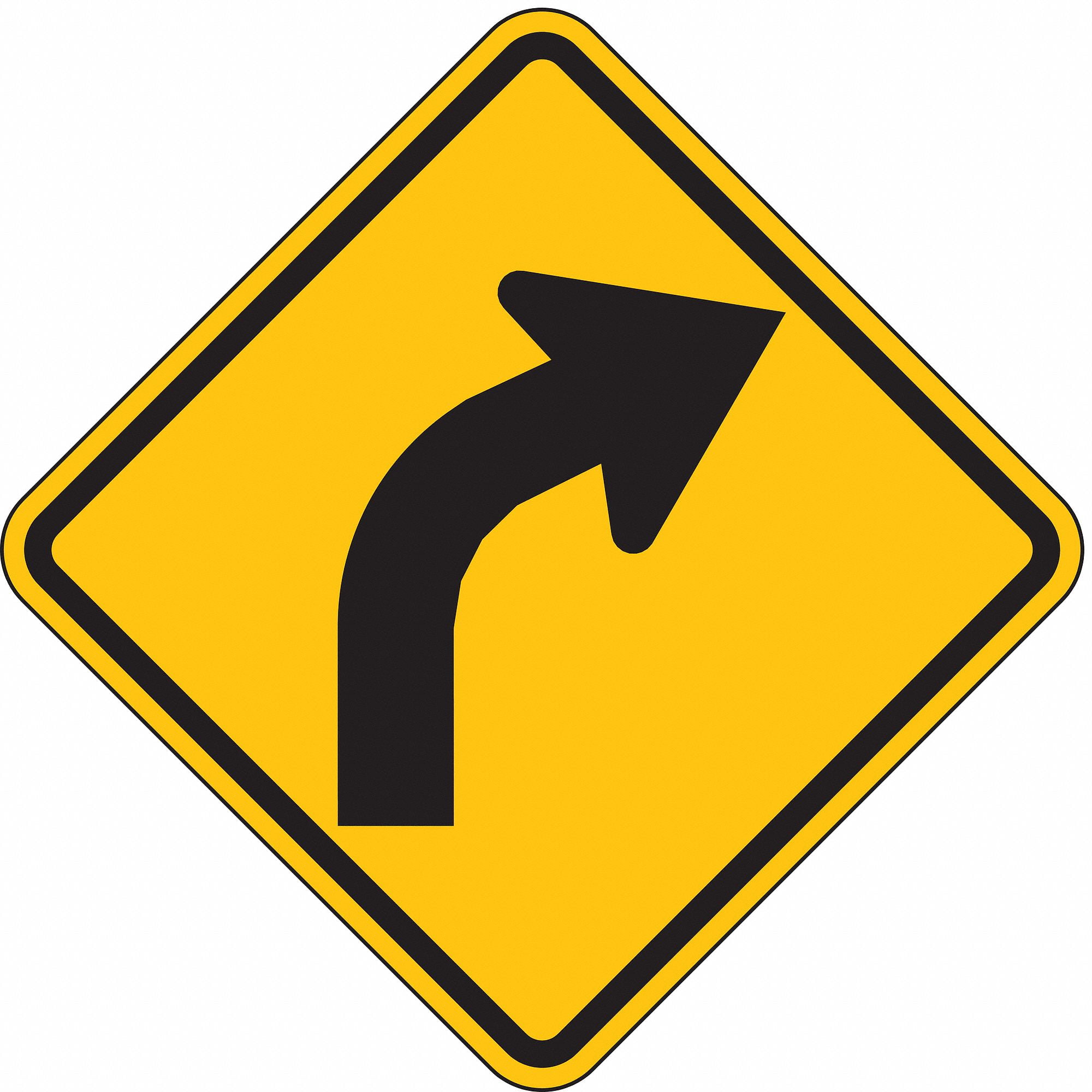 Lyle Right Curve Traffic Sign,24" x 24" W1-2R-24HA - Walmart.com