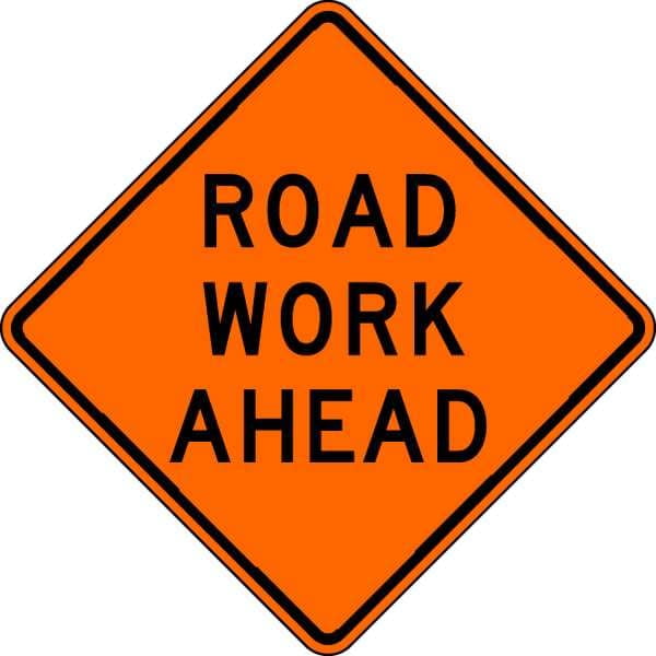 Lyle Road Work Ahead Traffic Sign,30" x 30" W20-1D-30HA - Walmart.com