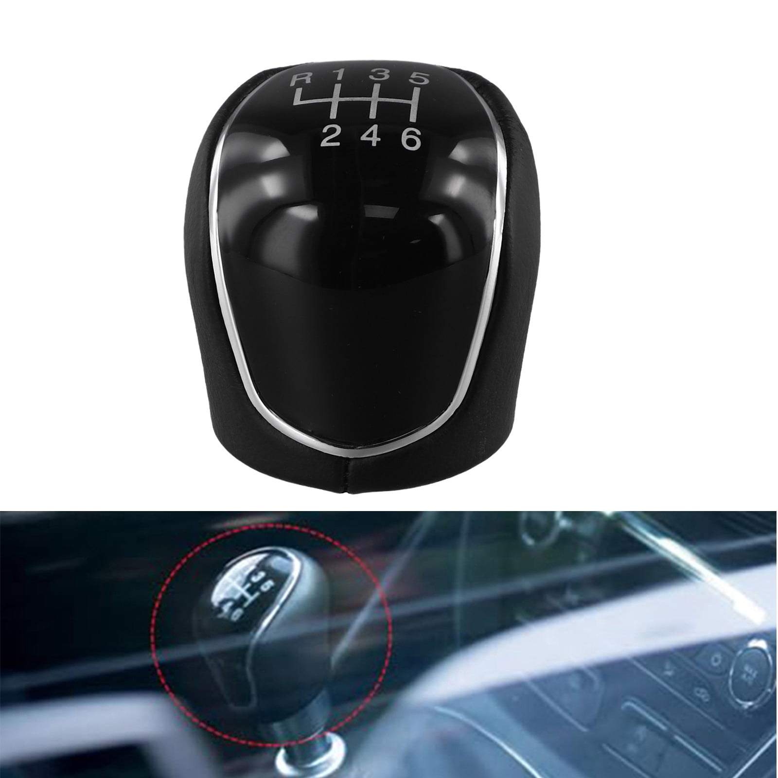 Lylong Car Accessories 6 Speed Car Pu Leather Gear Knob Lever for Ford ...