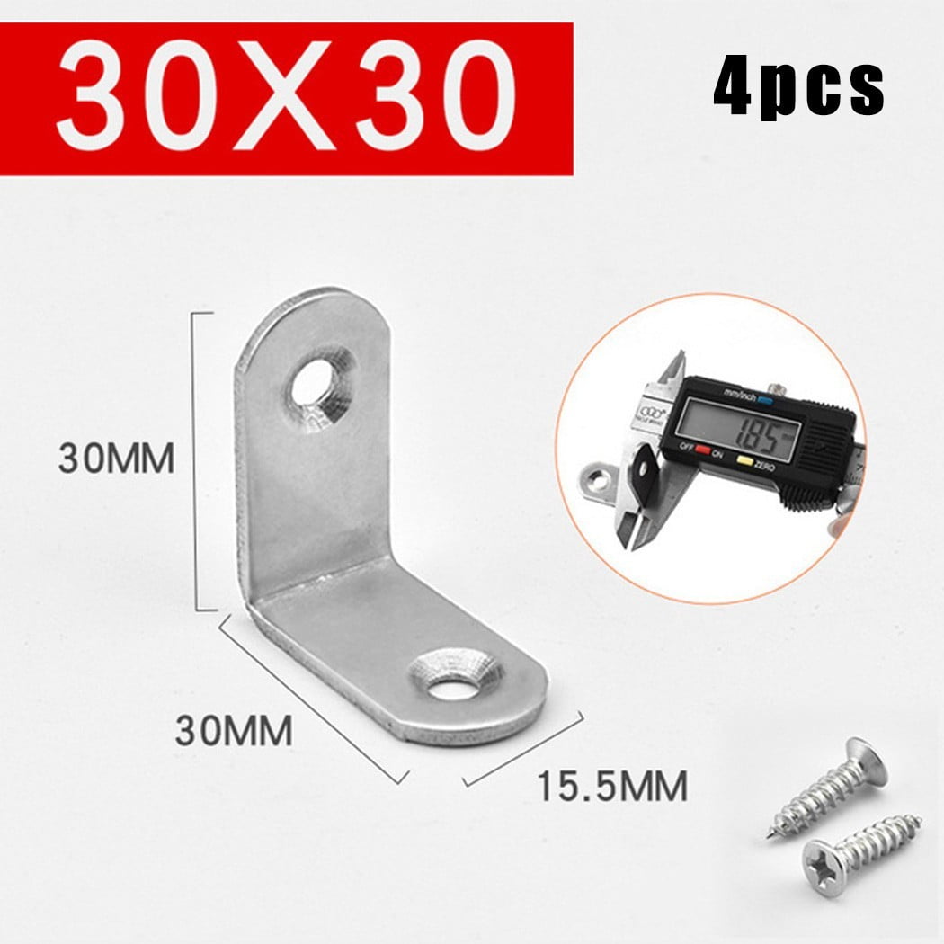 4Pc Stainless Steel Corner Brackets Right Angle L-Shape Brackets 30 ...