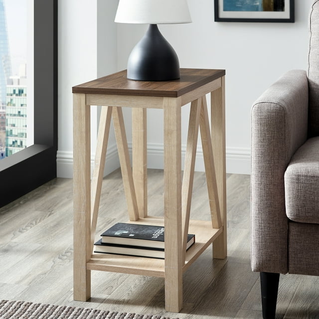 Lyman Dark Walnut Farmhouse A Frame Side Table by Walker Edison ...