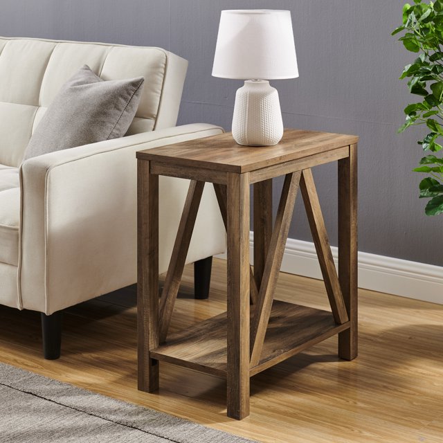 Lyman Reclaimed Barnwood Farmhouse A Frame Side Table by Walker Edison ...
