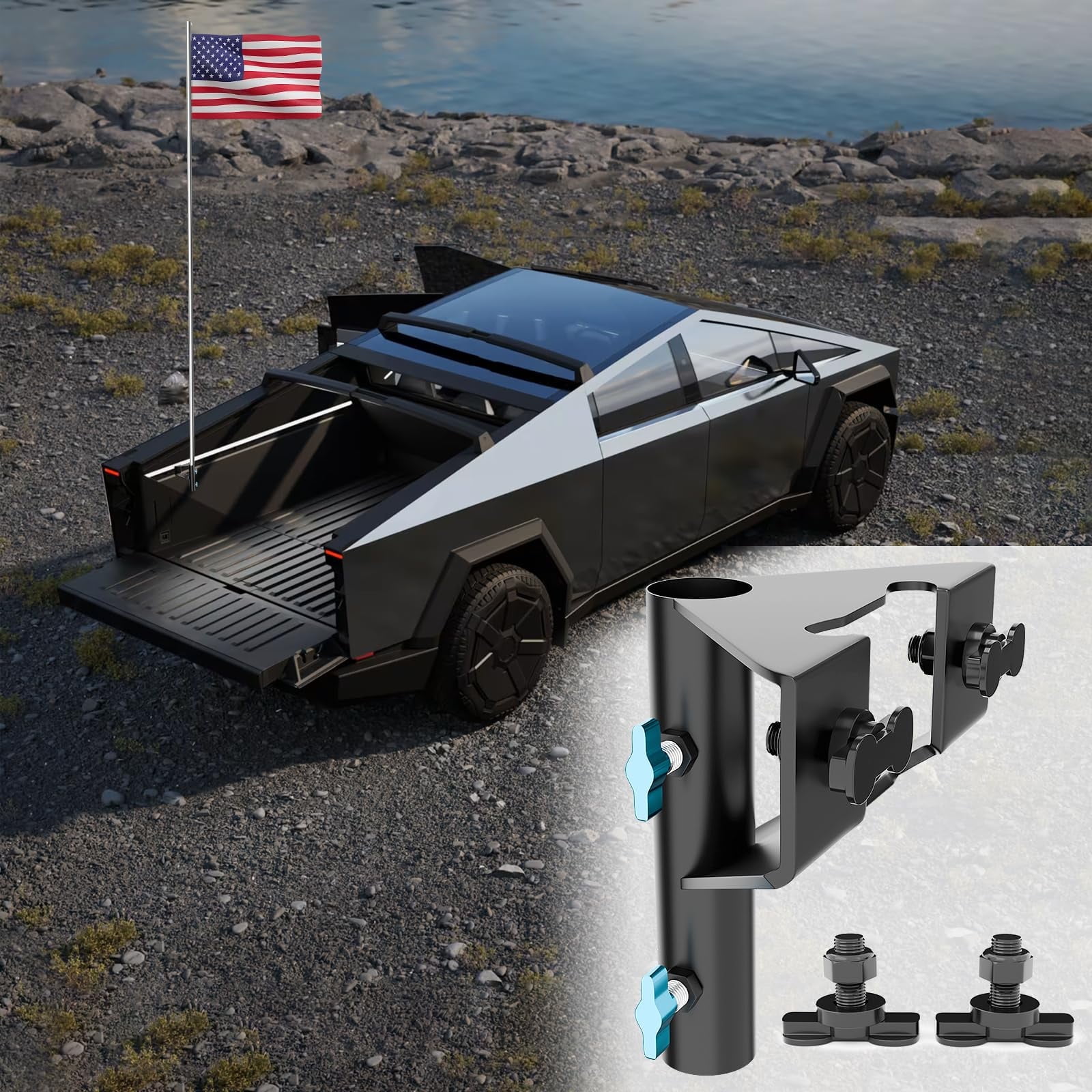 Lymorexan Flag Pole Holder Kit for Tesla Cybertruck, L Track Flag Pole ...