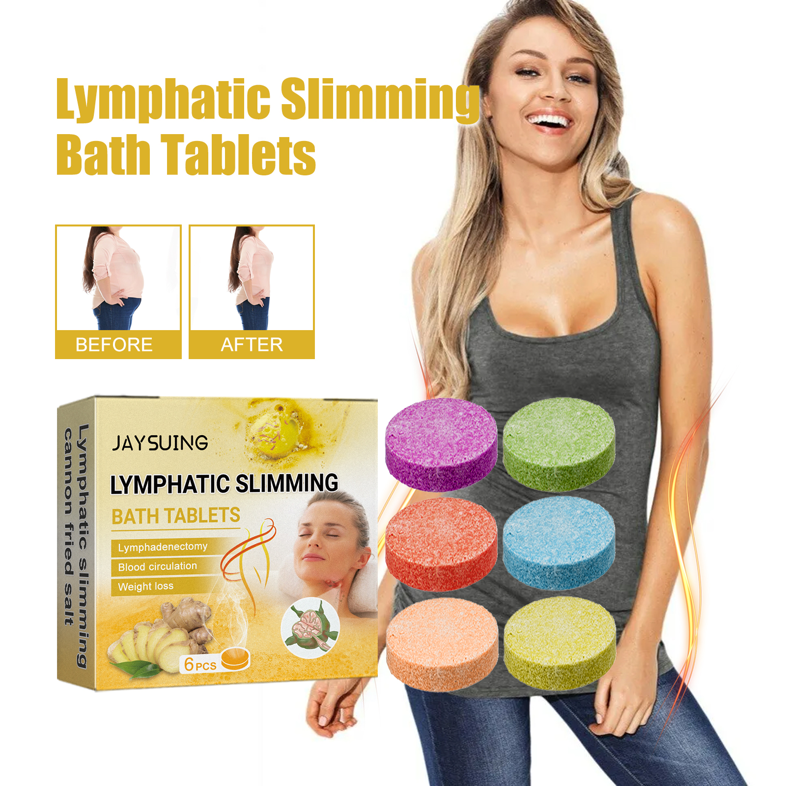 Lymphatic Body Shaping Bath Tablet, Firming Slimming Repair Lymphatic ...
