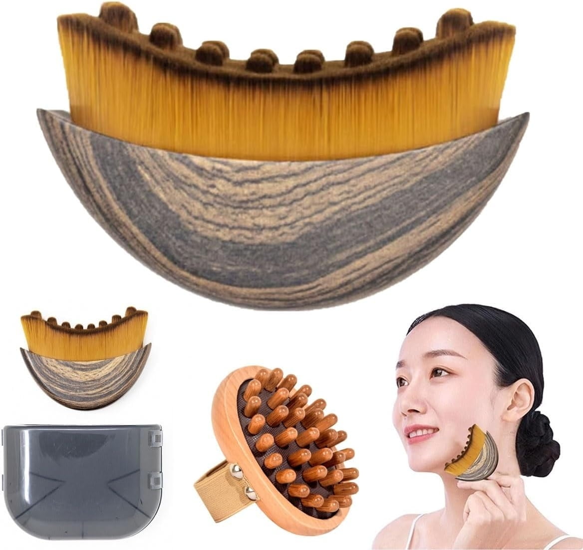 Lymphatic Contour Face Brush, Lymphatic Brush Combo Set Dry Brushing Body Brush Facial Drainage ...