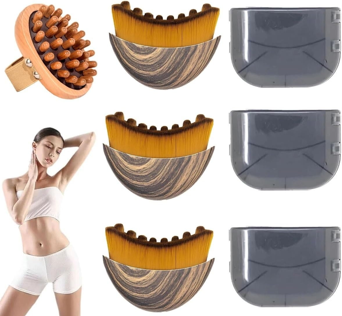 Lymphatic Contour Face Brush, Lymphatic Brush Combo Set Dry Brushing Body Brush Facial Drainage ...