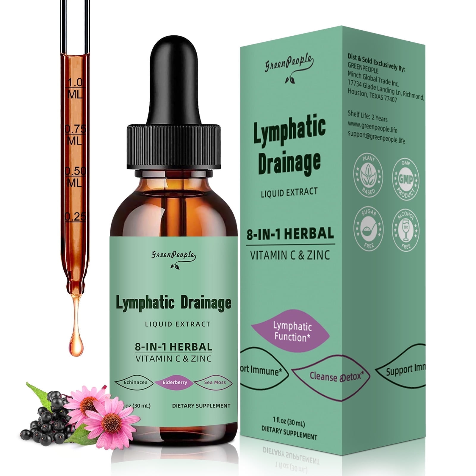 Lymphatic Drainage Drops, 10-in-1 Lymphatic Supplements with Echinacea ...