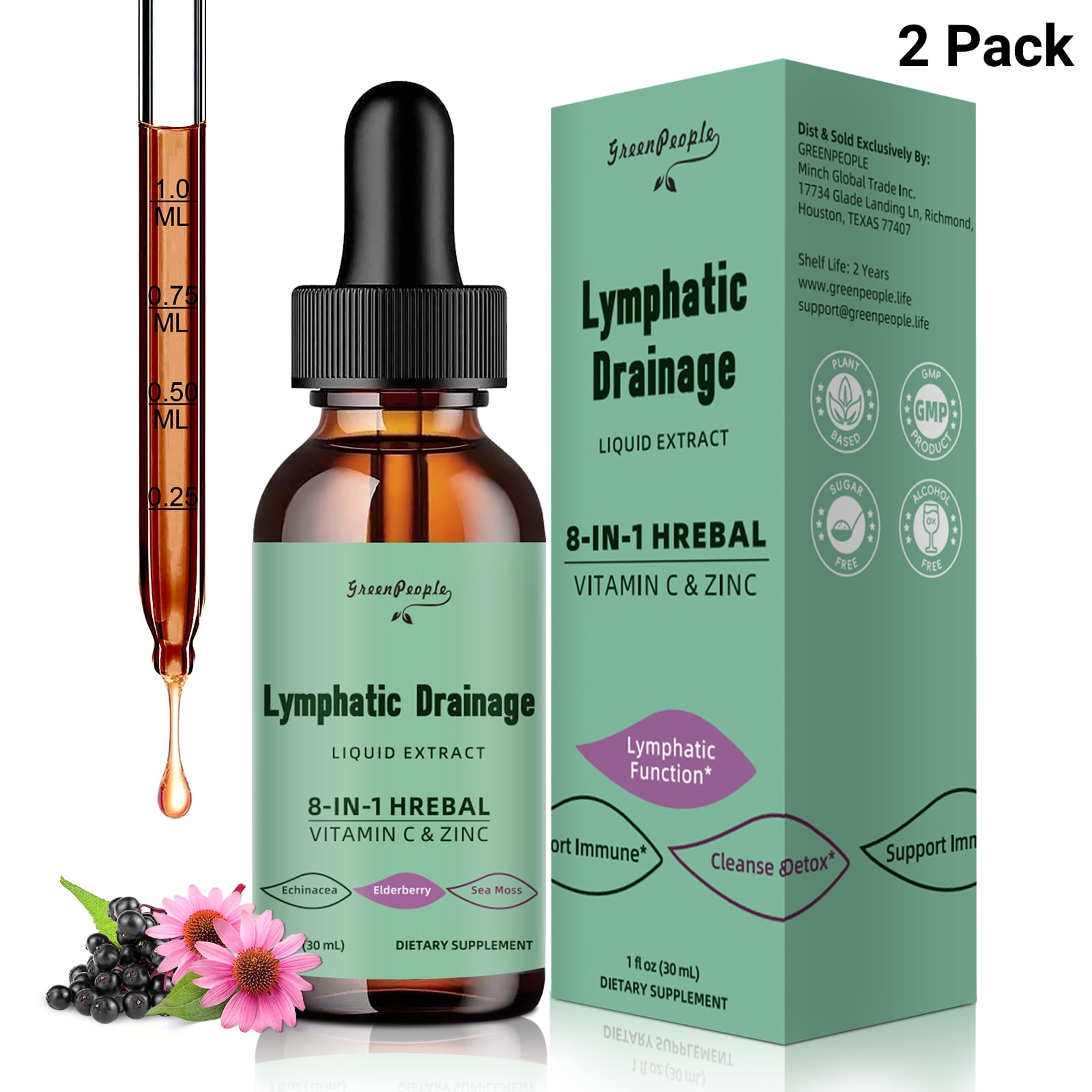 Lymphatic Drainage Drops, 10-in-1 Lymphatic Supplements with Echinacea ...