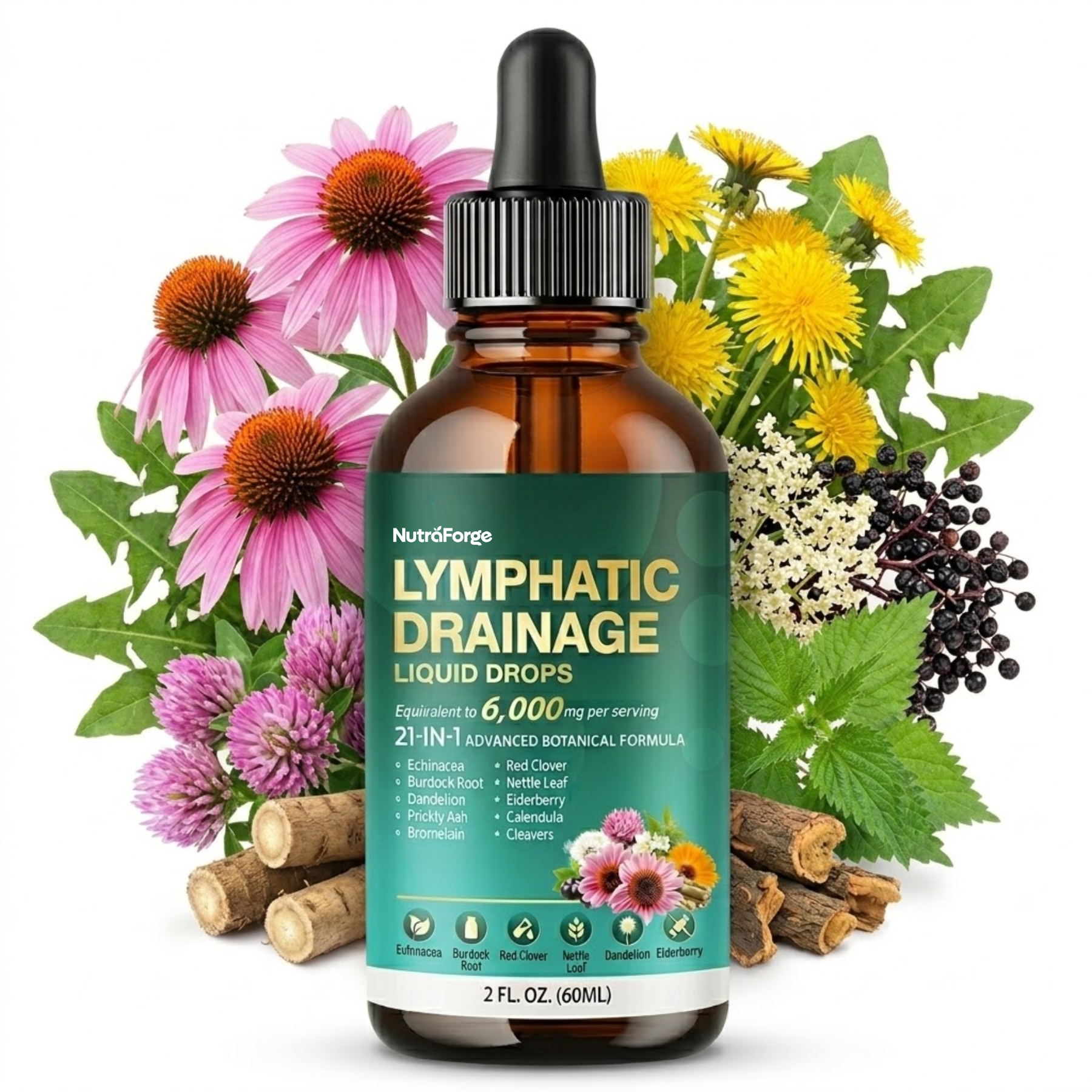 Lymphatic Drainage Drops 6000mg Liposomal – 21-in-1 Immune & Lymph ...