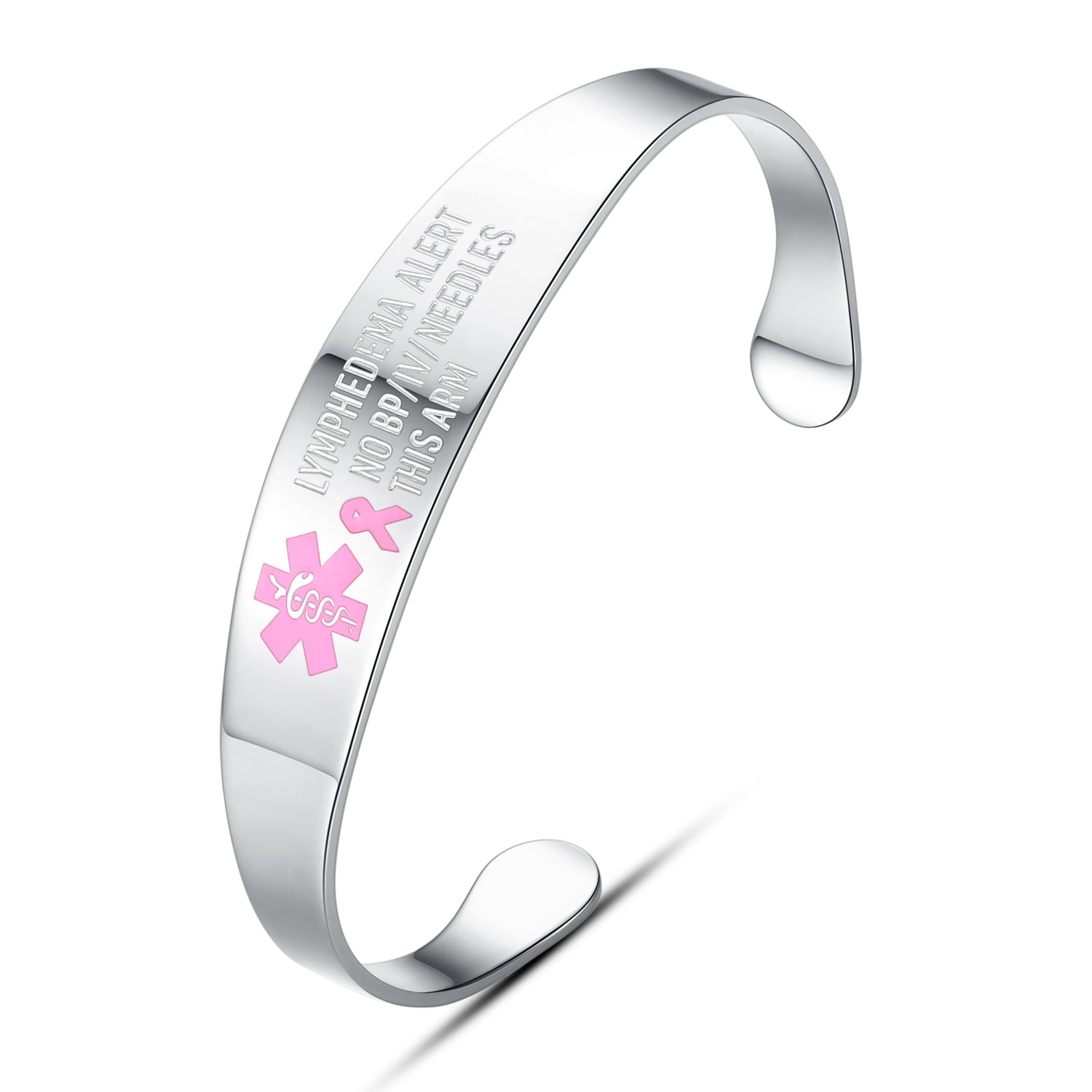 Lymphedema Alert No Needle or BP Bangle Stainless Steel Medical id Cuff ...