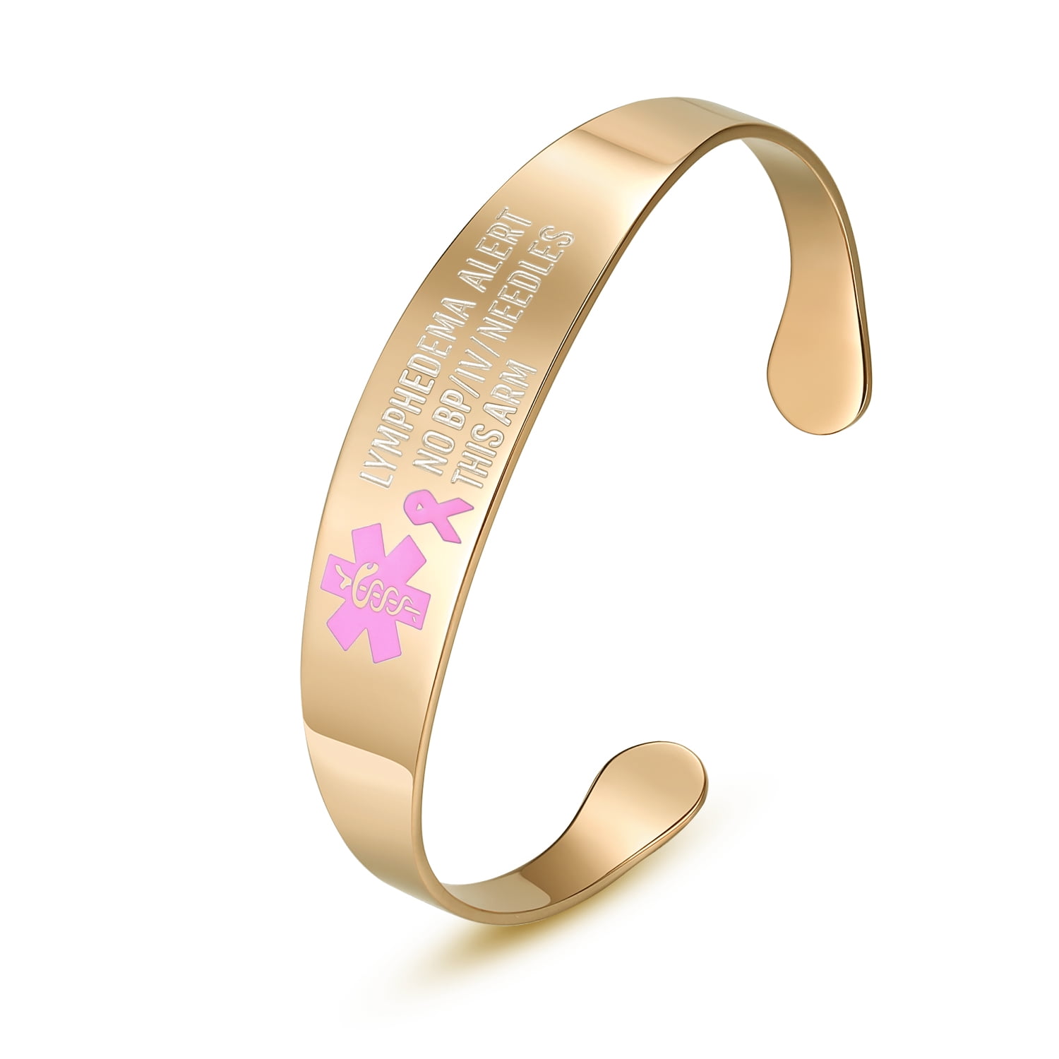 Lymphedema Alert No Needle or BP Bangle Stainless Steel Rose gold ...