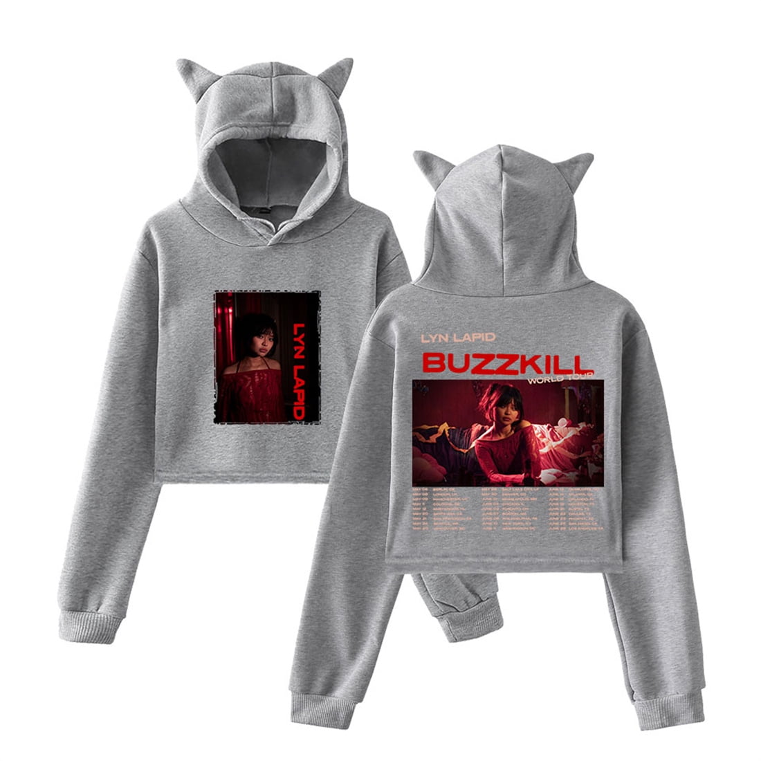 Lyn Lapid Buzzkill The Tour 2025 Short Hoodies Women Cat Ear ...