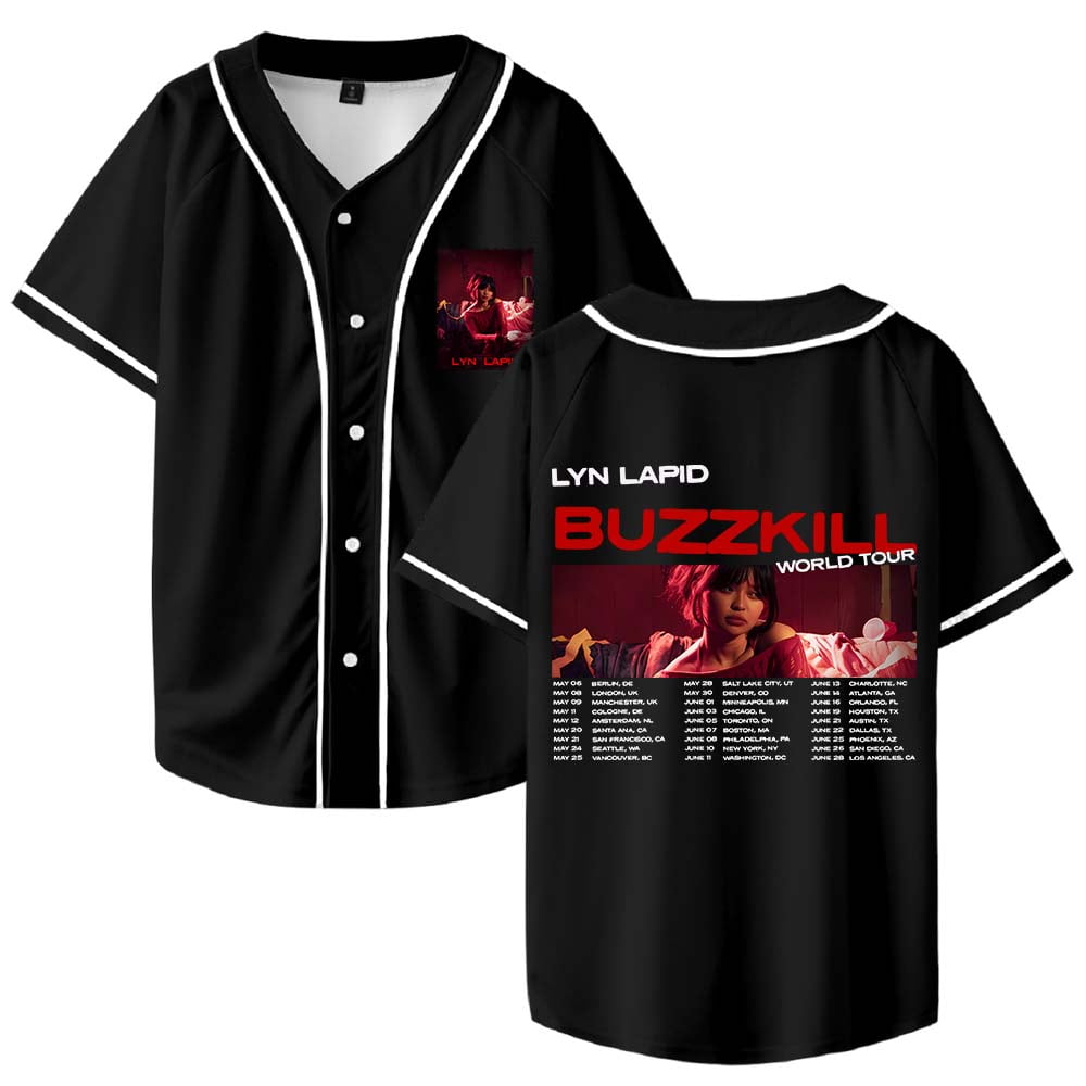 Lyn Lapid Buzzkill World Tour 2025 Merch Baseball Jersey V-Neck Shirt ...