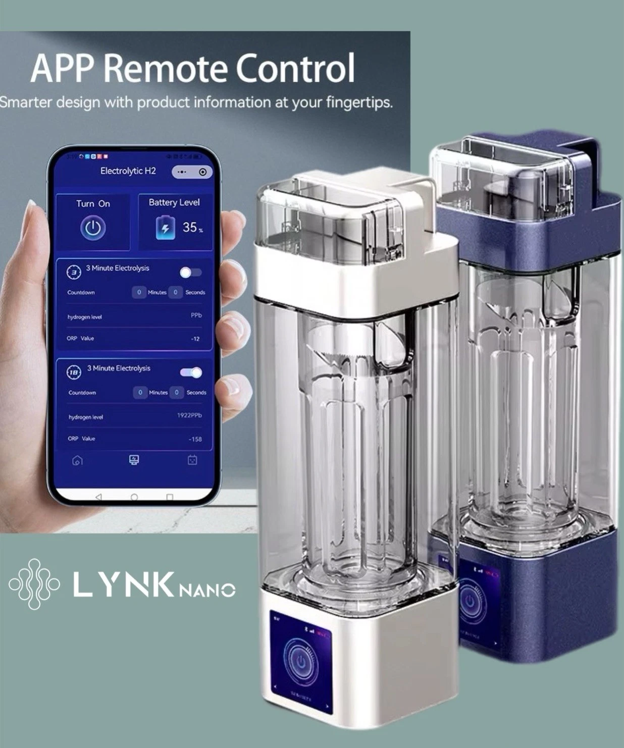 LynkNano 9000PPB H2 Portable TOUCH SCREEN healthy Rich Hydrogen Water ...