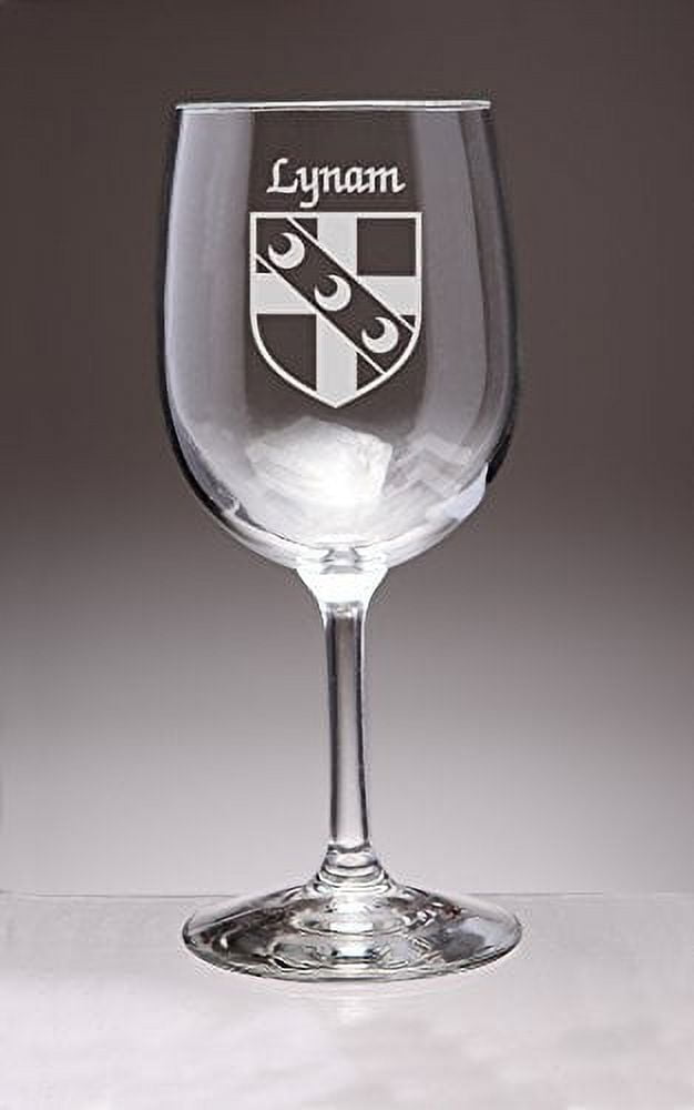 Lynam Irish Coat of Arms Wine Glasses - Set of 4 (Sand Etched ...