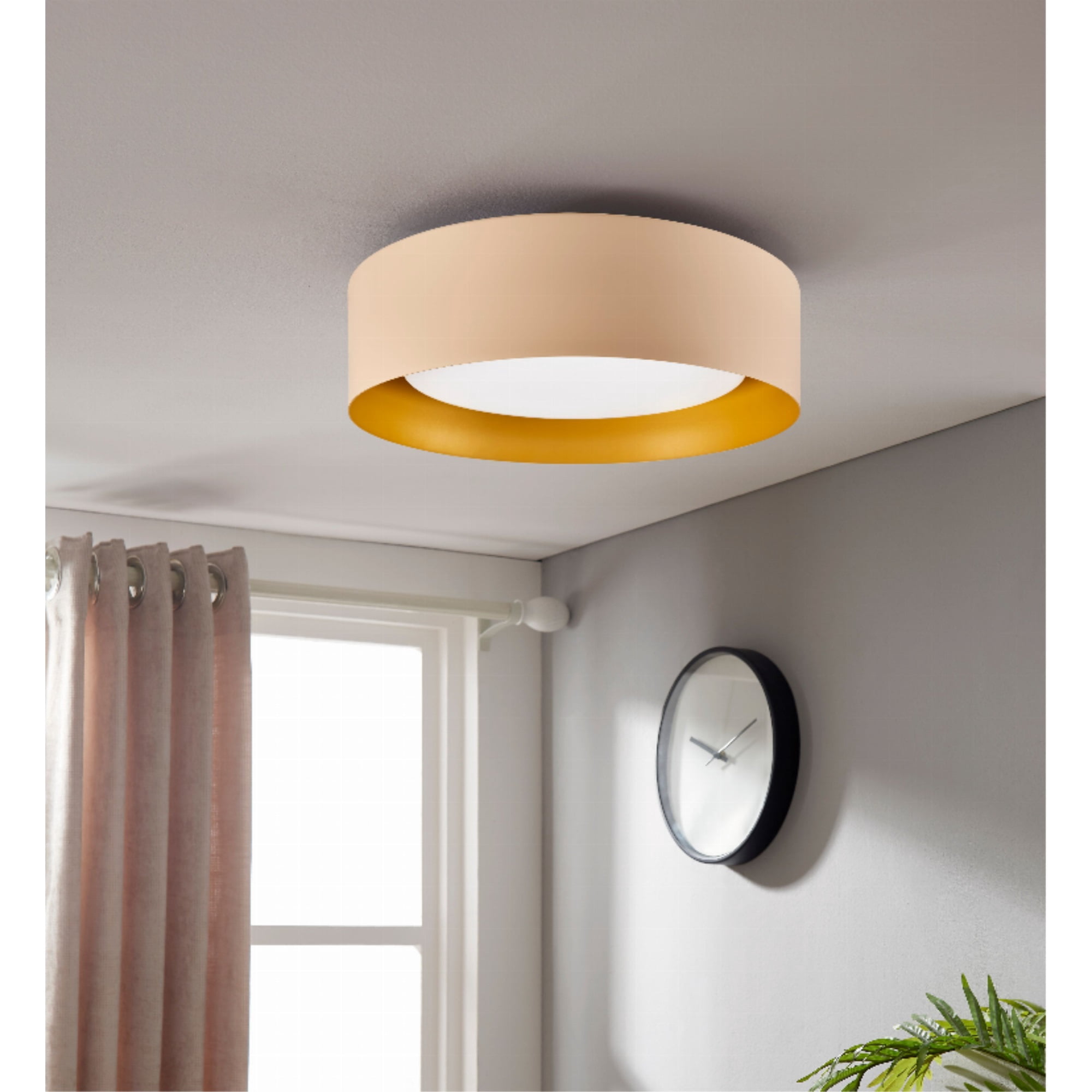 Bromi Design Lynch 15.75 in. 3-Light Beige and Gold Flush Mount Ceiling ...