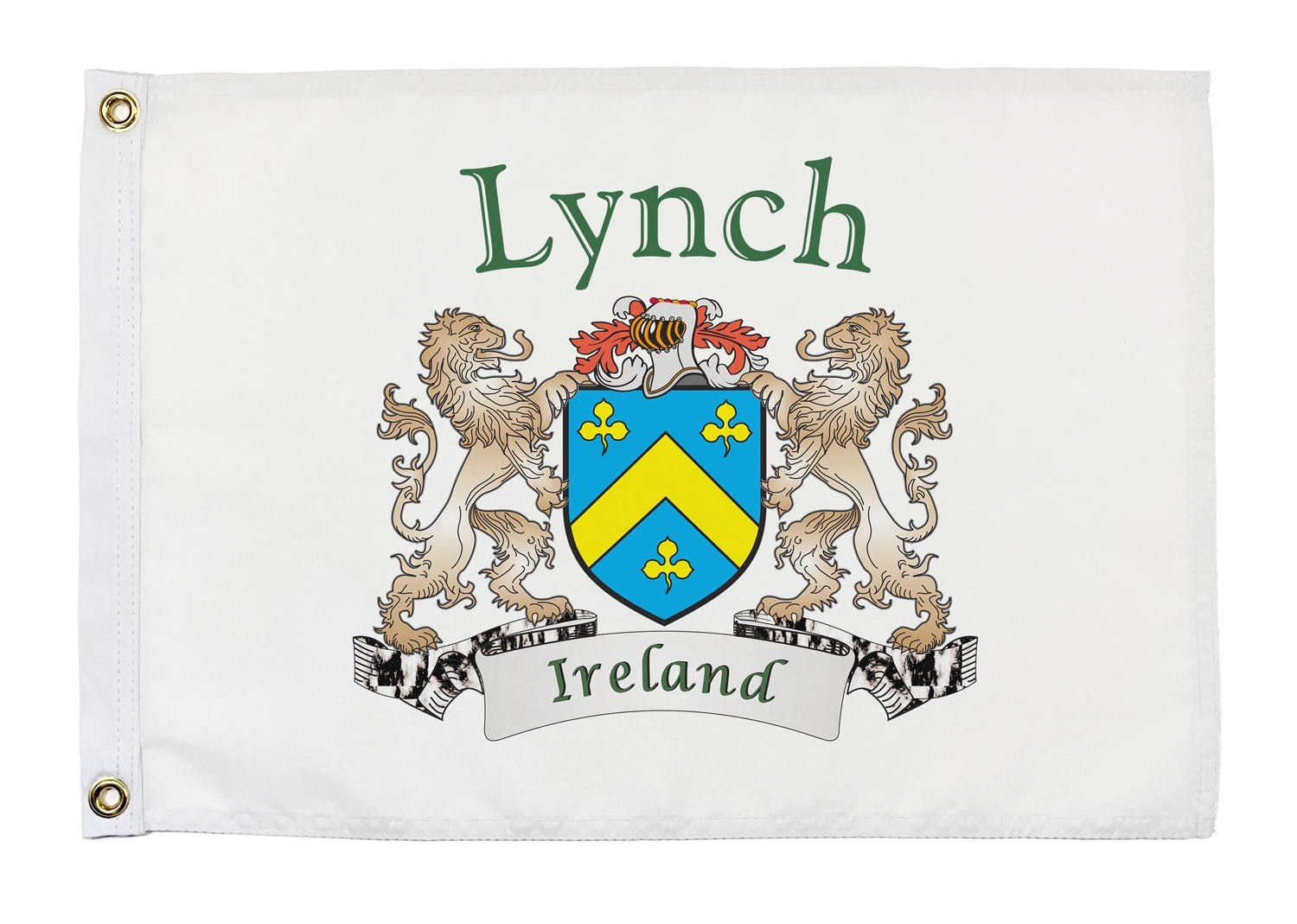 Lynch Irish Coat of Arms Small White Flag - 16"x10.5" inches - Walmart.com
