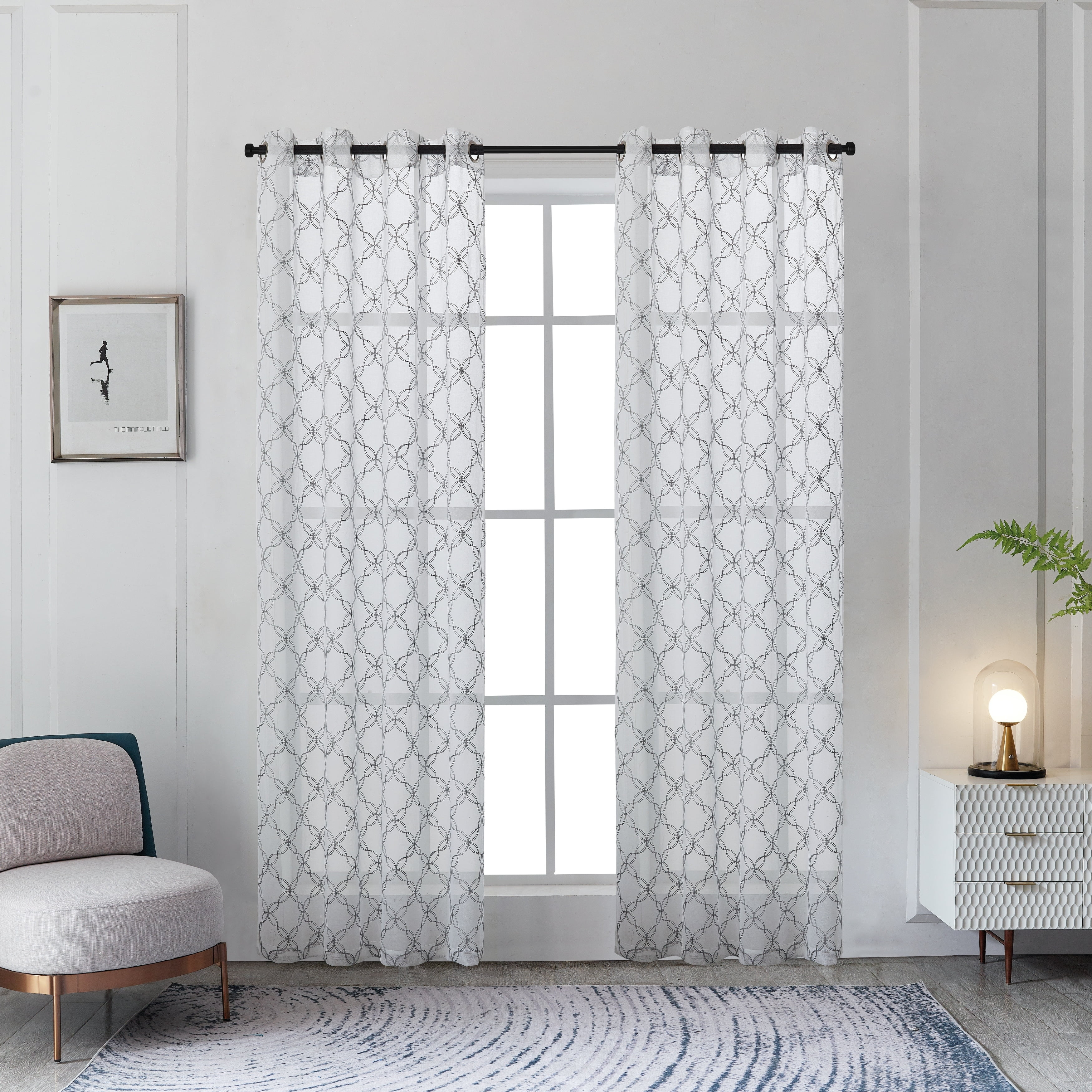 Lyndale Décor Lyndale Amelia Sheer Embroidered Curtains Silver 84 84 ...