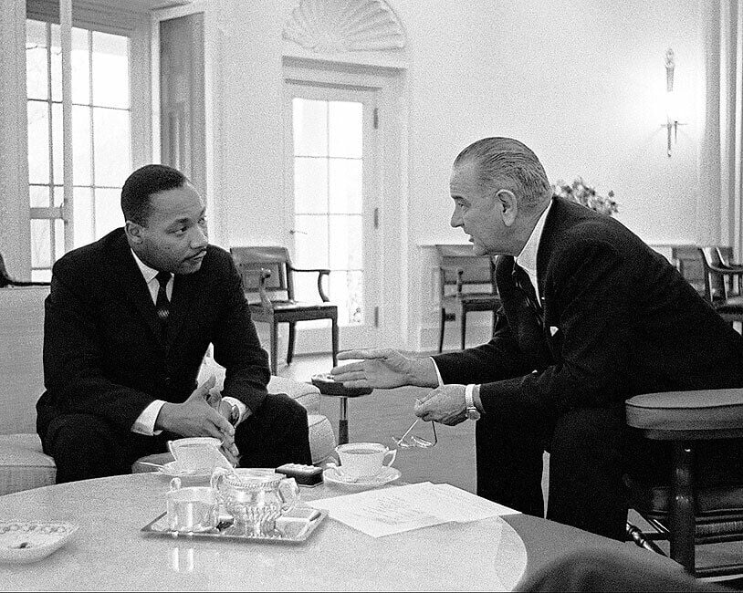 Lyndon Johnson & Martin Luther King Jr. - 20x30 Inch Laminated Aviation ...
