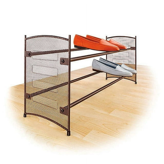 Lynk® Expandable 2 Tier Stackable Shoe Rack - Steel Mesh Shoe Shelf ...