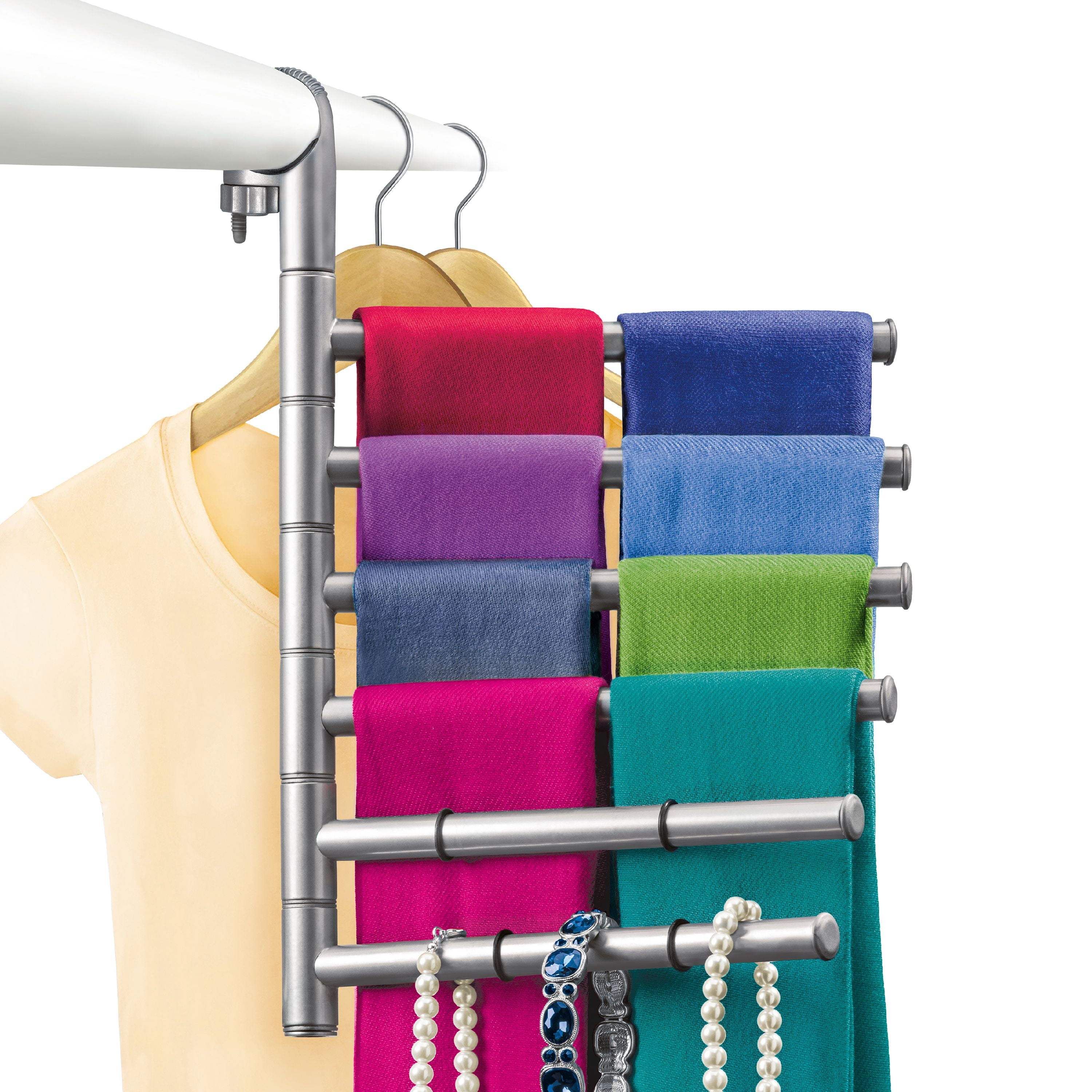 Lynk® Hanging Pivoting Scarf Rack and Accessory Holder - Closet Hanger ...