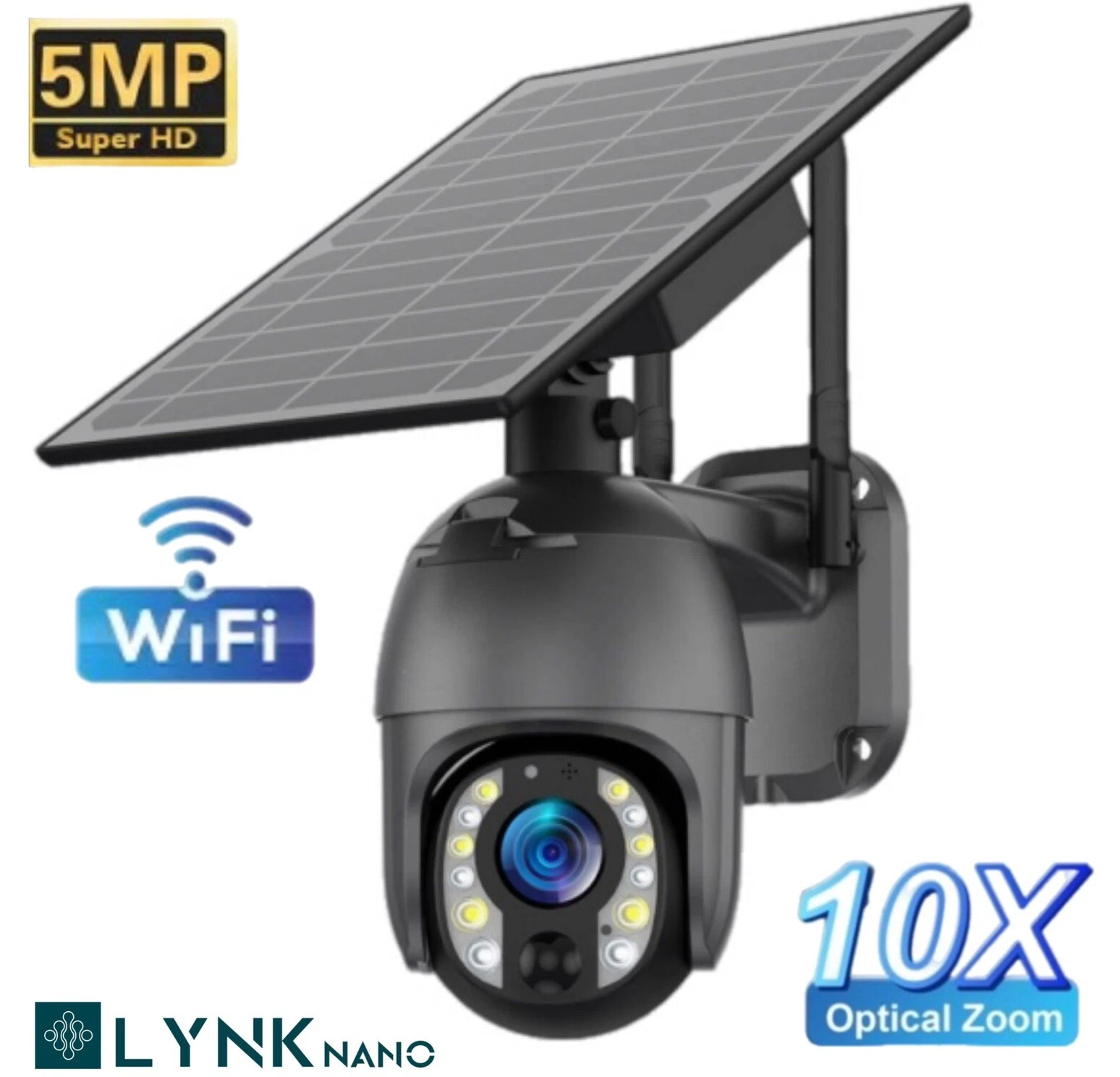LynkNano PTZ 5MP 10X Zoom Solar Security Camera, 12m AI Detection, 2 ...