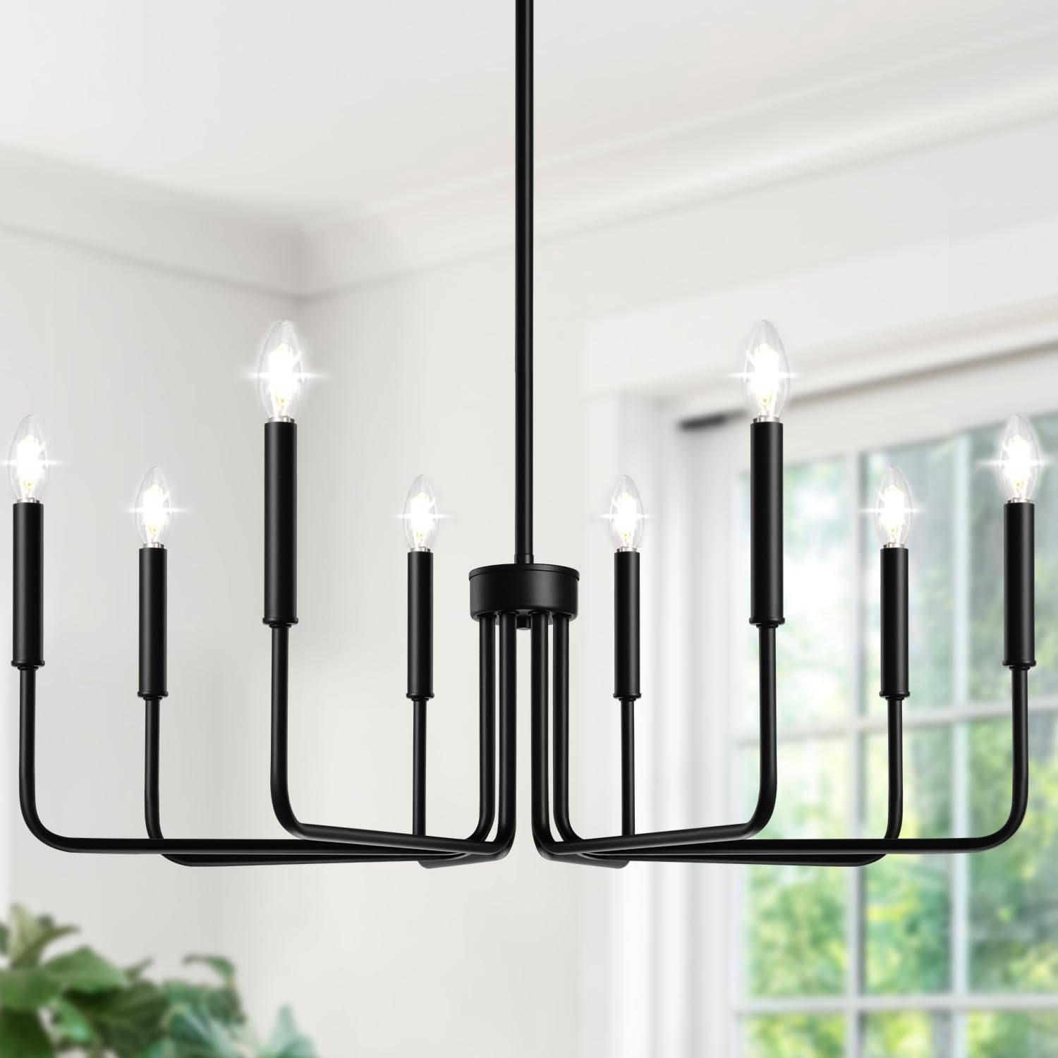 Lynnoland Black 8-Light Chandelier, Farmhouse Chandelier for Dining ...