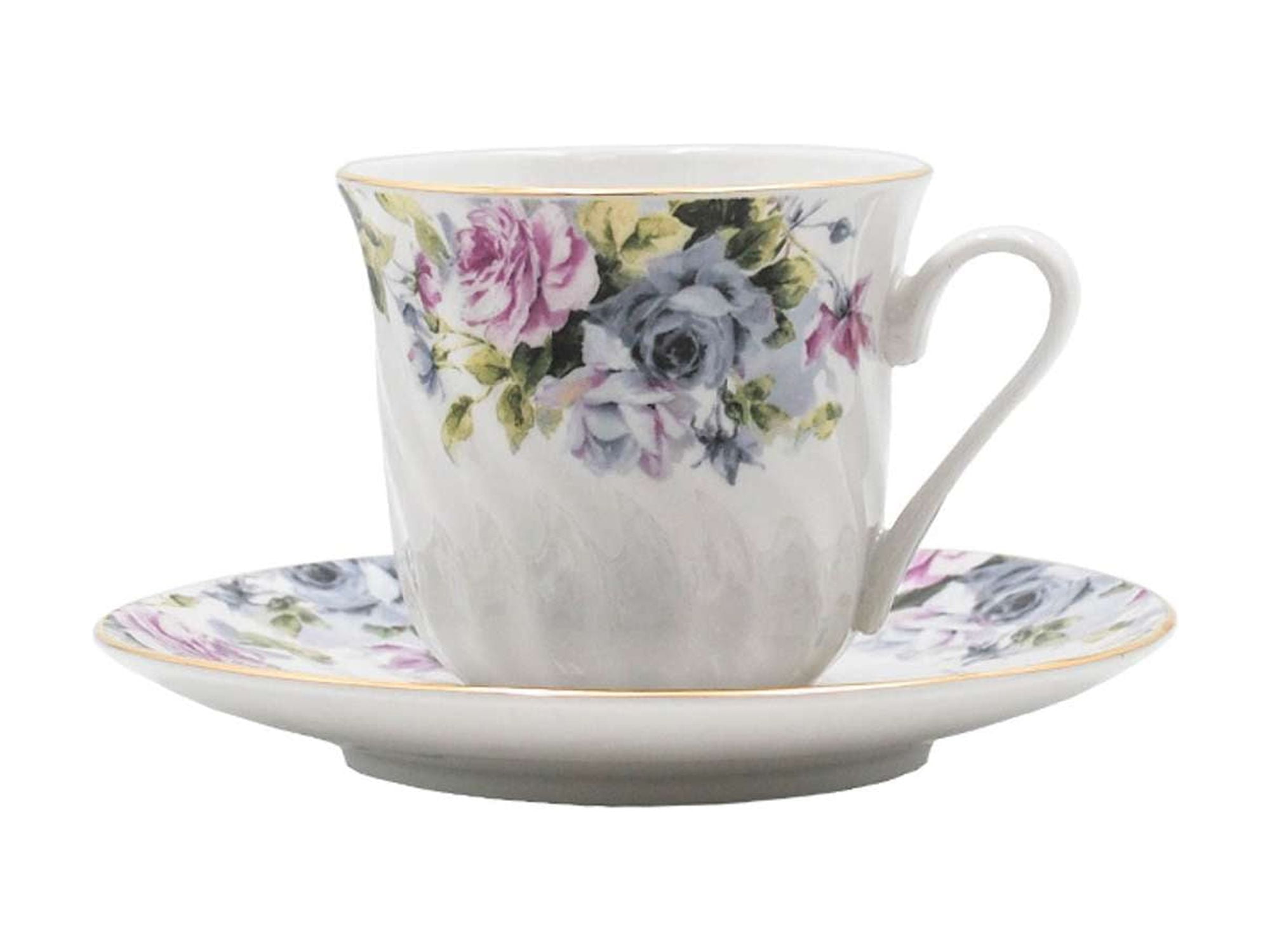 Lynns Paradise Millicent Floral Set of 12 Cup & Saucer Set, Service for ...