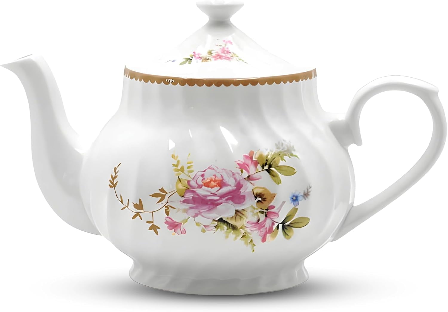 Lynns Porcelain Vintage Teapot with Embossed Swirls 37oz Tea Pot ...