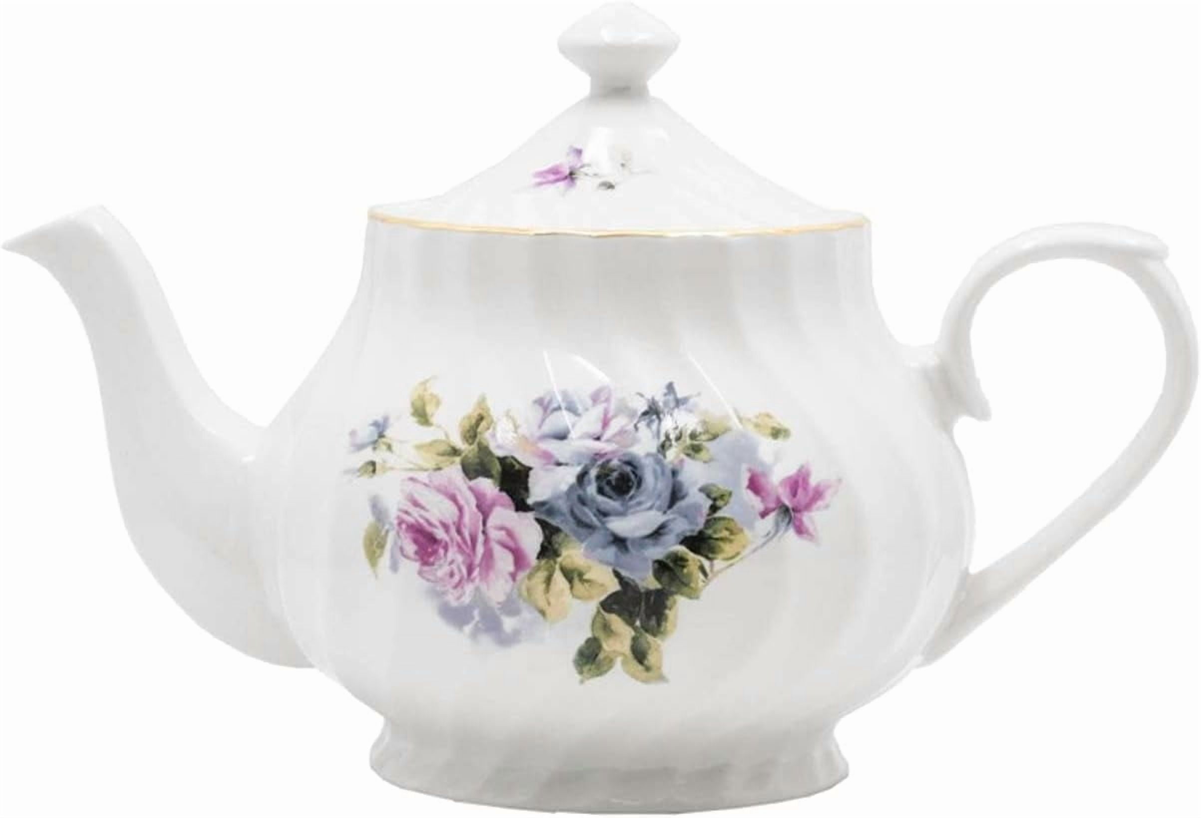 Lynns Porcelain Vintage Teapot with Embossed Swirls 37oz Tea Pot ...