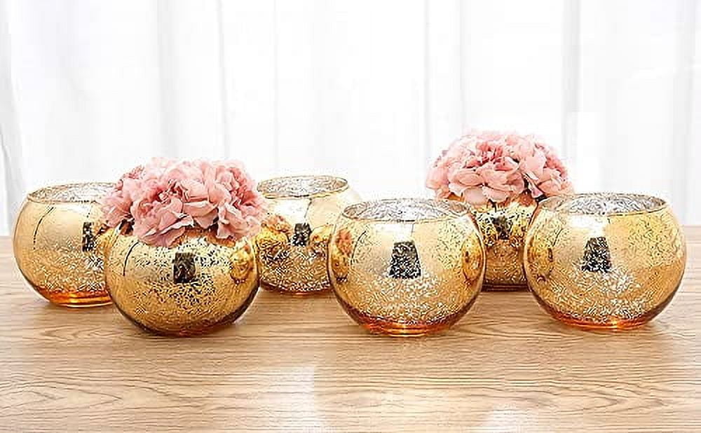 Lynnsdecor Set of 6 Bling Vases - Round Golden, Silver & Rose Gold ...