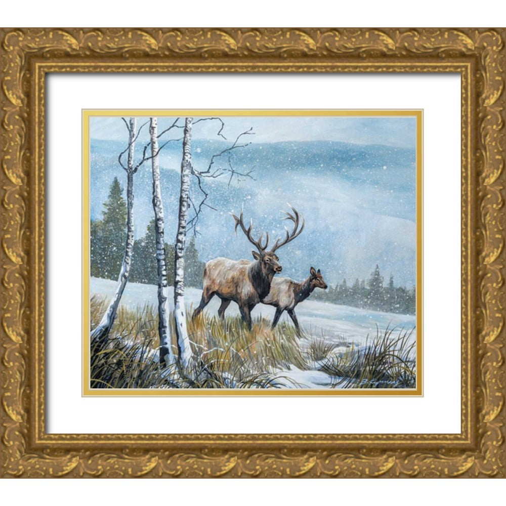Lynnsy, B. 14x12 Gold Ornate Wood Framed with Double Matting Museum Art ...