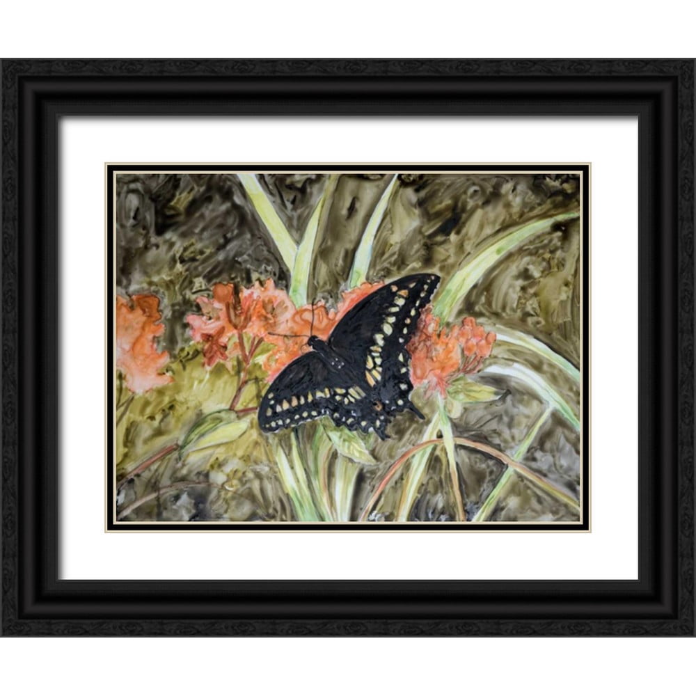 Lynnsy, B. 24x19 Black Ornate Wood Framed with Double Matting Museum ...