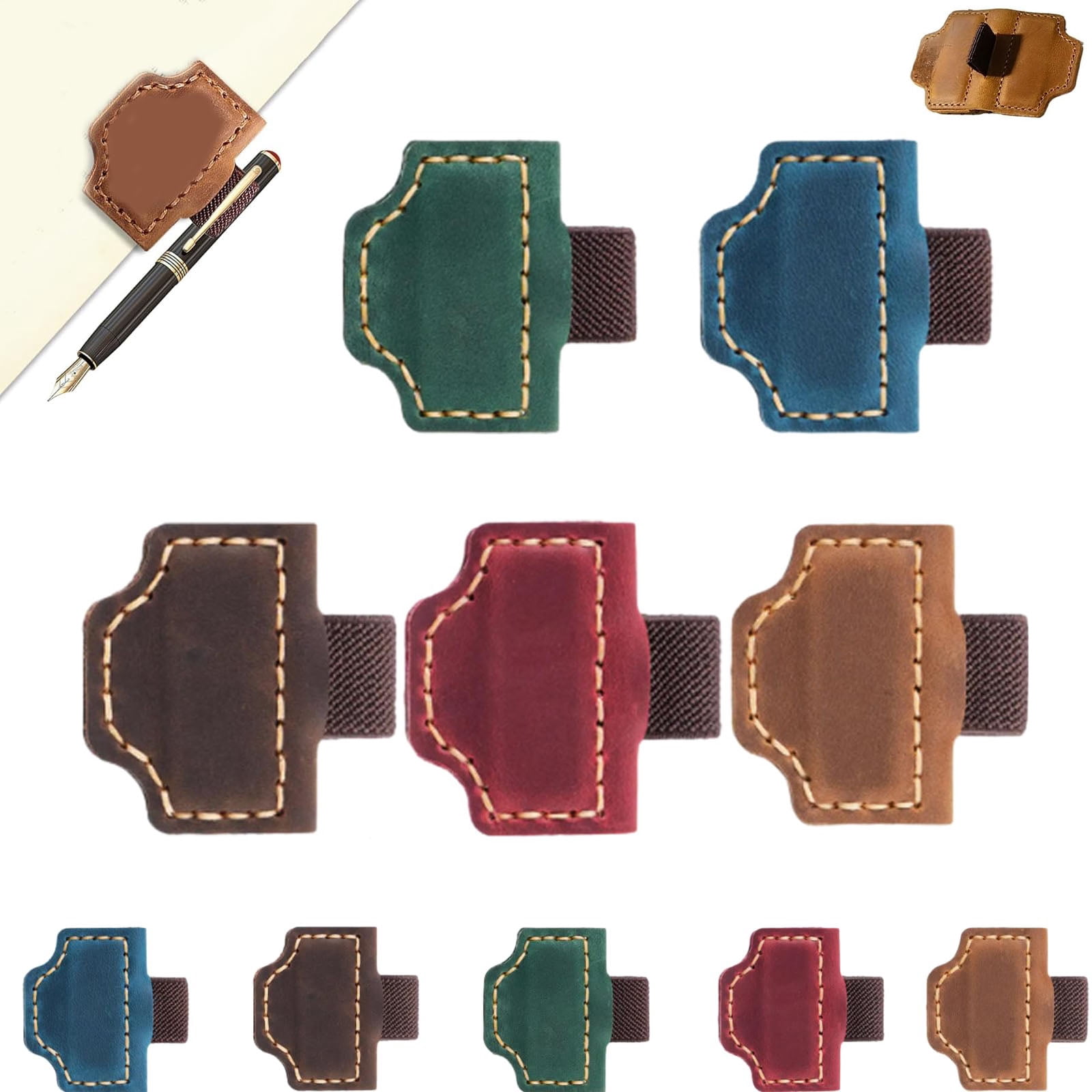 Lynsie Charm Bookmark Pen Holder,Magnetic Leather Pen Holder Bookmark ...
