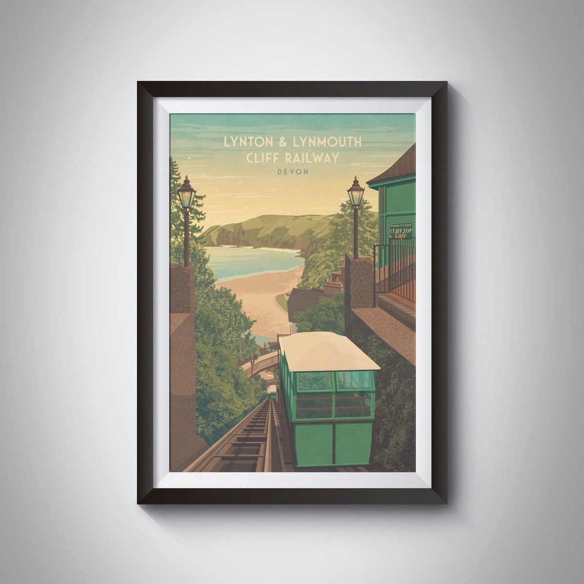 Lynton And Lynmouth Cliff Railway Poster, North Devon Travel Print ...