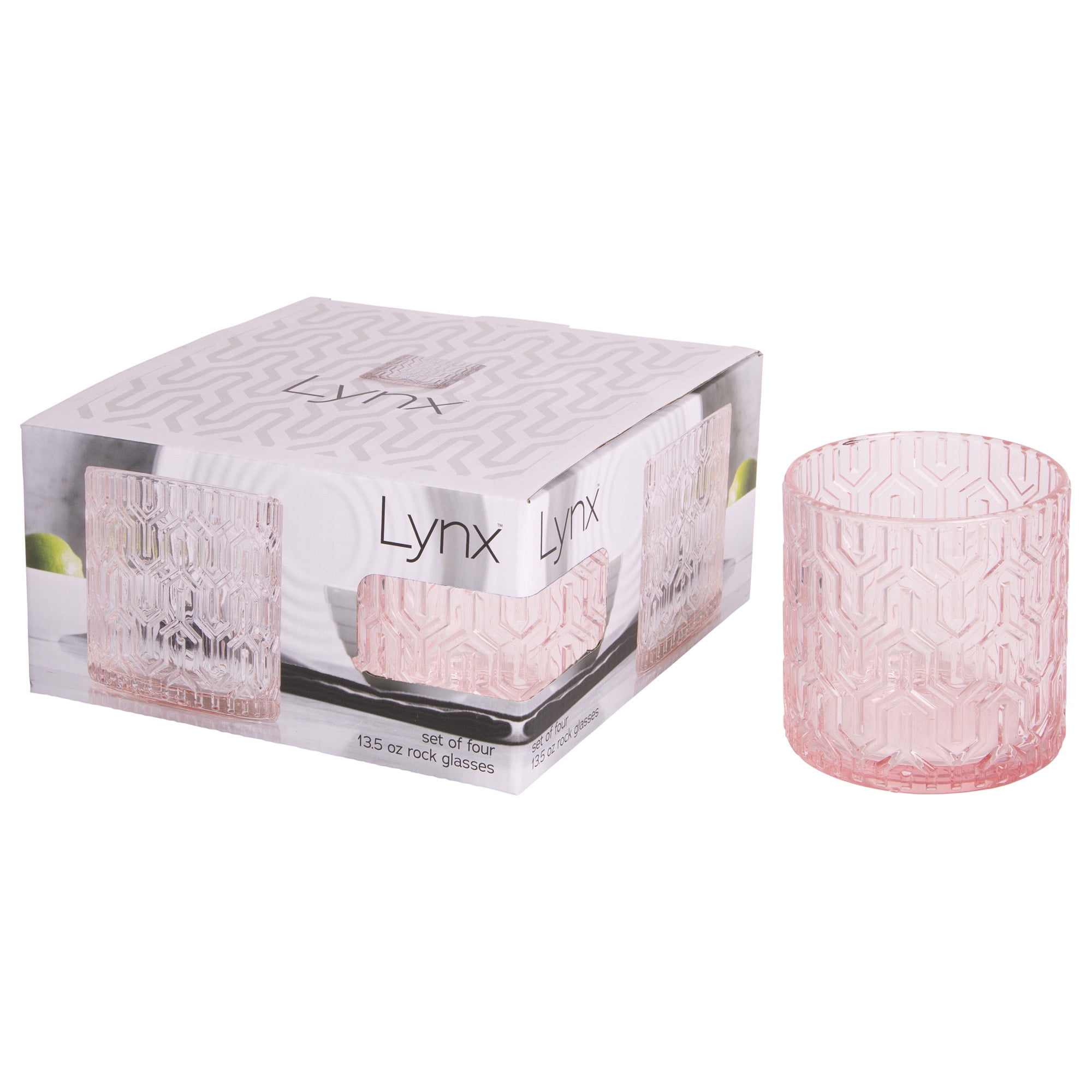 Lynx Blush 13oz DOF Glass- Set of Four - Walmart.com