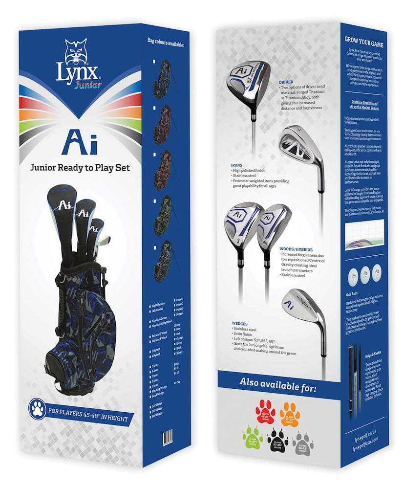 Lynx Golf Ai Junior Red 6 Piece Set with Bag [48-51"] - Walmart.com