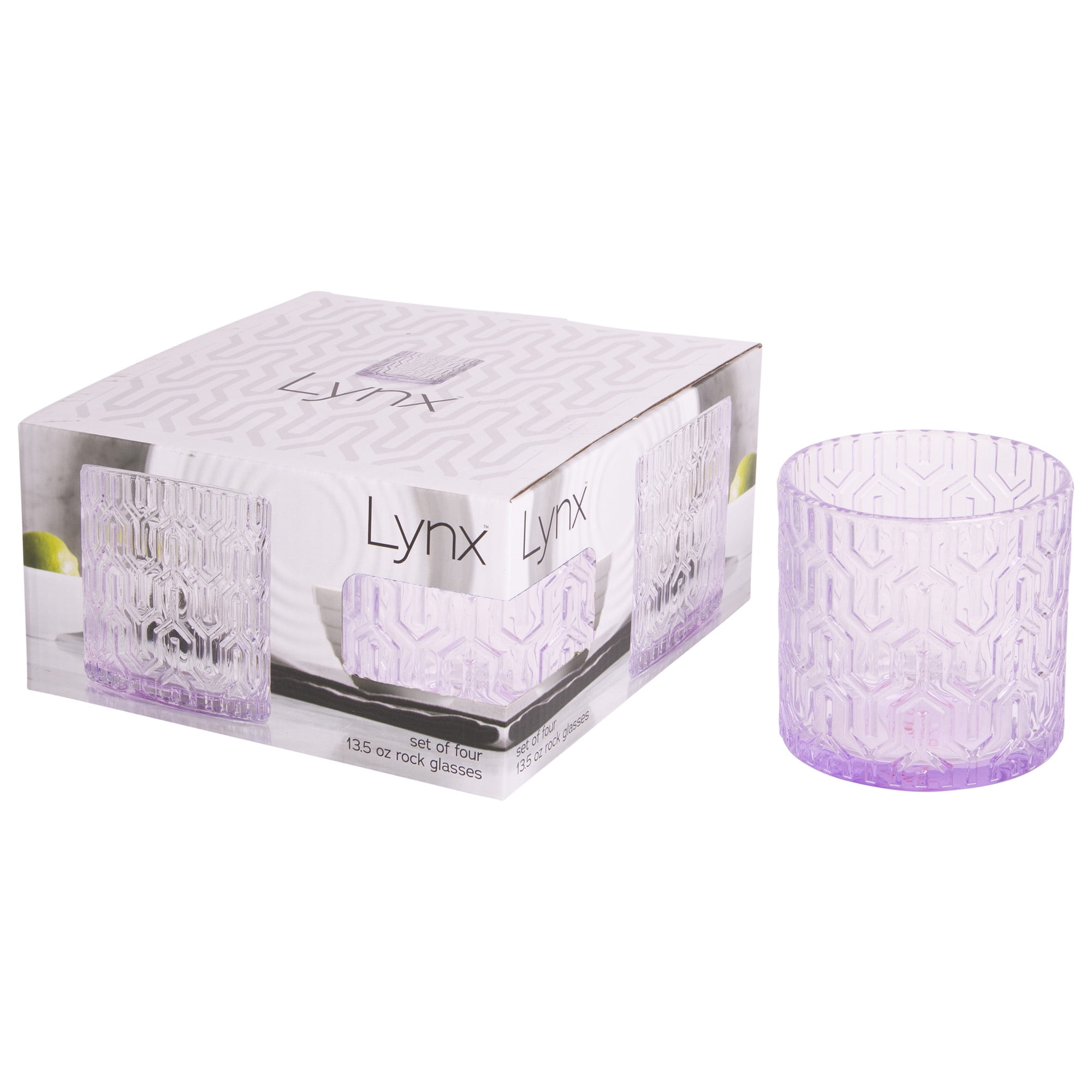 Lynx Lavender 13oz DOF Glass- Set of Four - Walmart.com